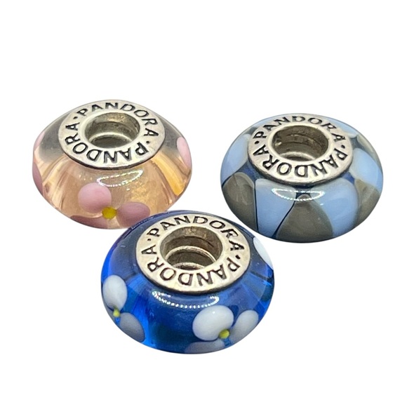 Pandora | Jewelry | Pandora Sterling Silver Murano Glass Beads Fr ...